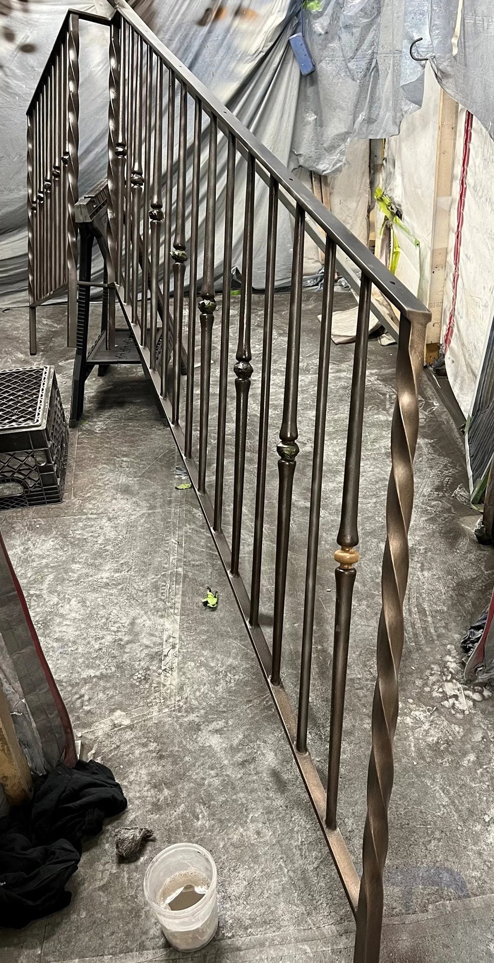 Aged bronze railing, finish created by NYC Fine Finishes - Bespoke Finish